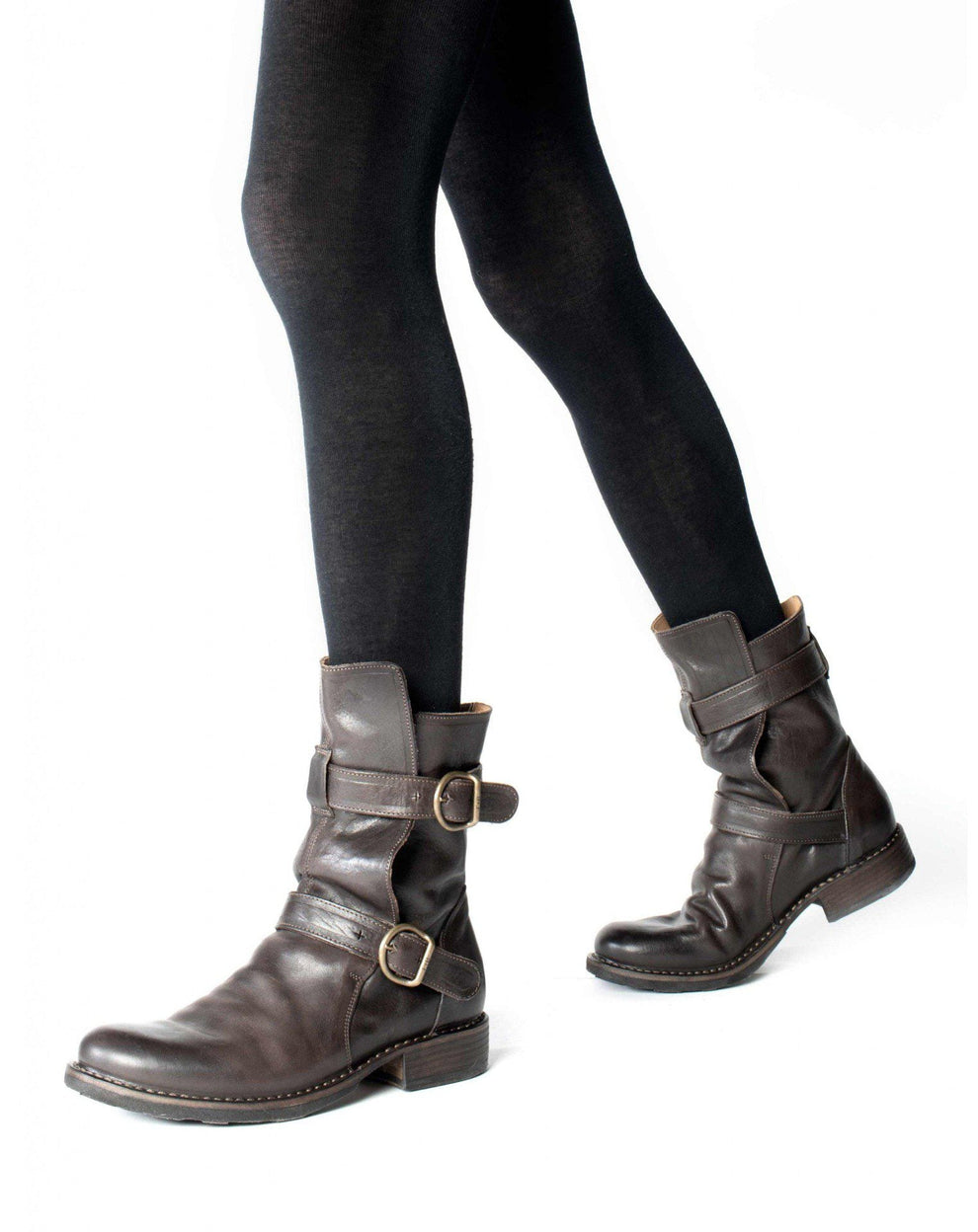 ETERNITY 713 Brown leather tall ankle boots with buckles – Fiorentini ...