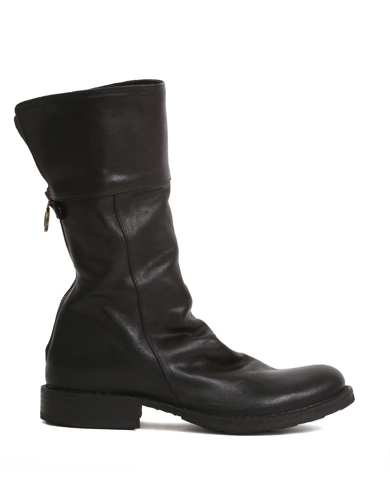 ETERNITY ELLA Black leather boots with turn down cuff and rear zip ...