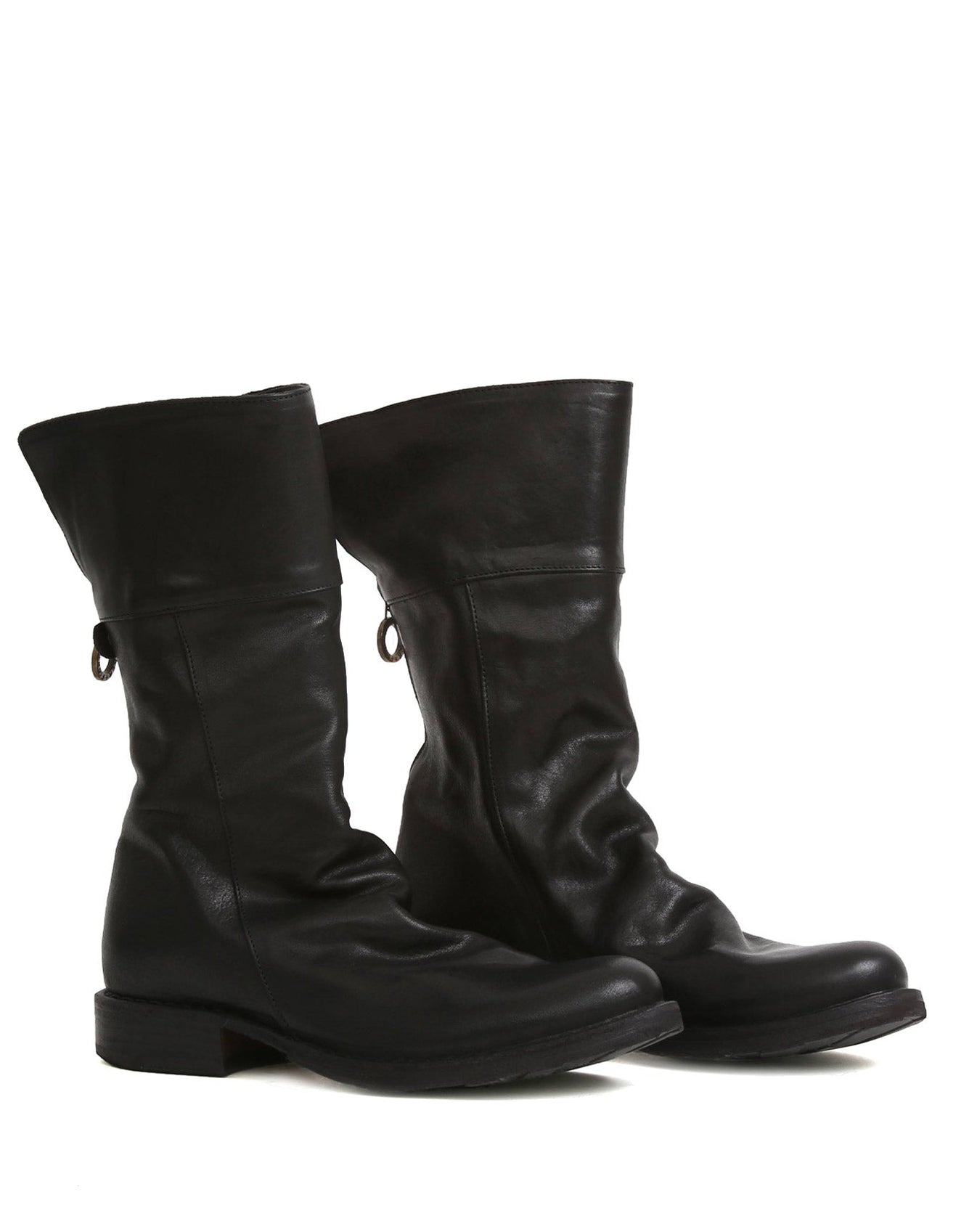 ETERNITY ELLA Black leather boots with turn down cuff and rear zip ...