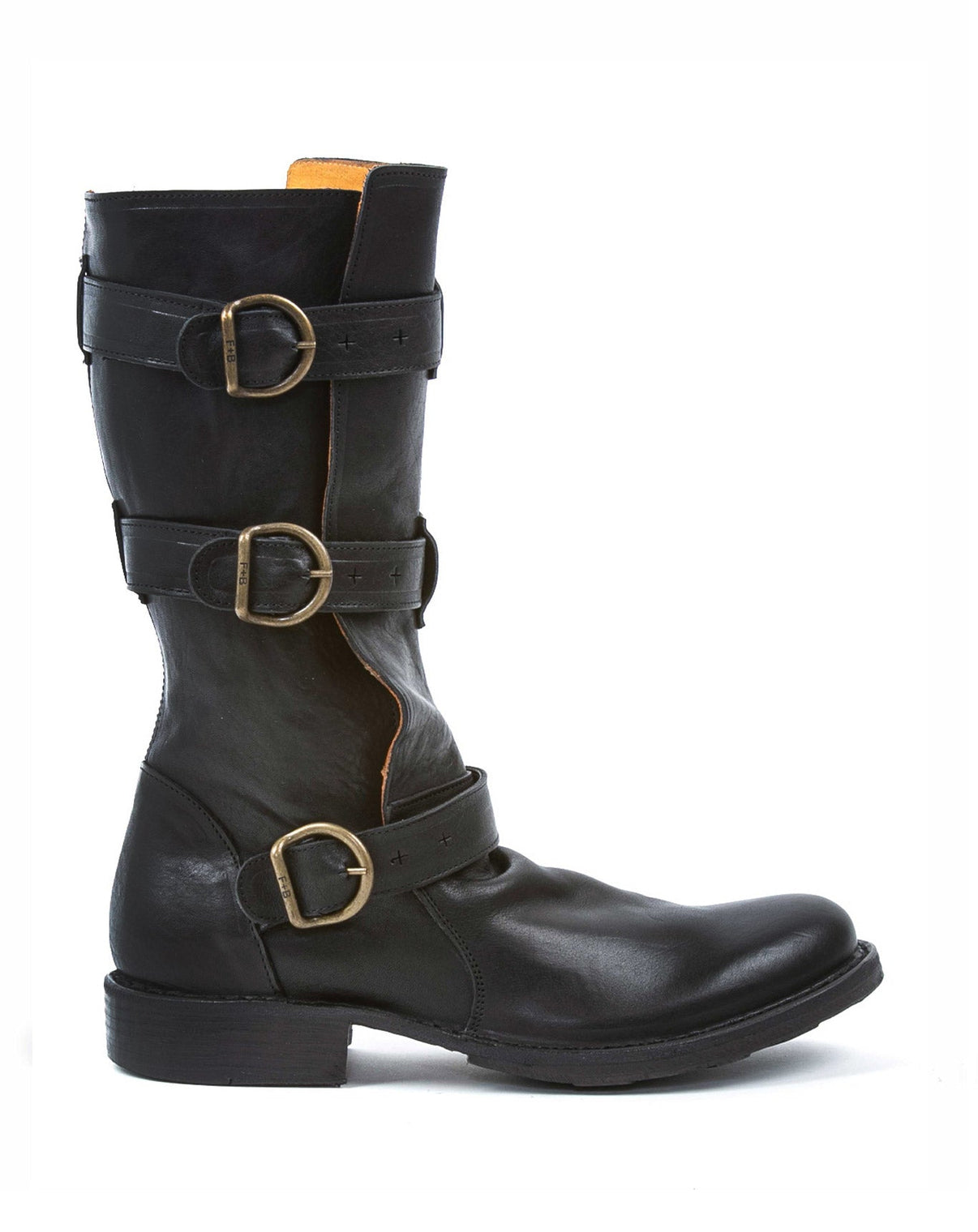 ETERNITY 7040 Black leather tall boots with buckles – Fiorentini + Baker